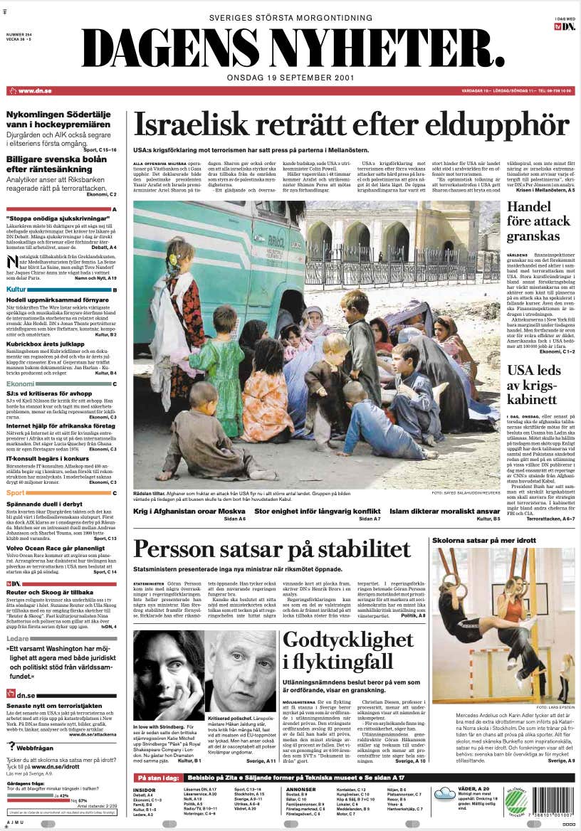 Så rapporterade Dagens Nyheter om 11 september-attackerna - DN.se