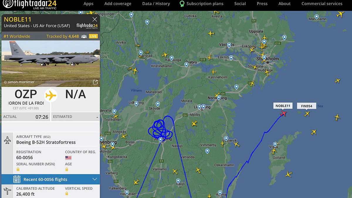 Nato-bombplan över Jönköping