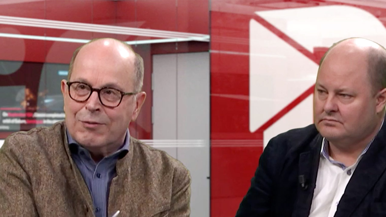 Jan Scherman och Thomas Mattsson i Ekonomistudion i Di TV